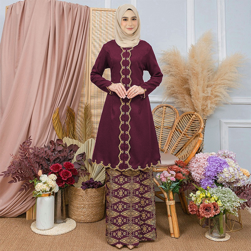Baju Kebarung Modern Baju Labuh Sulam Ironless Kurung Nikah/Tunang ...