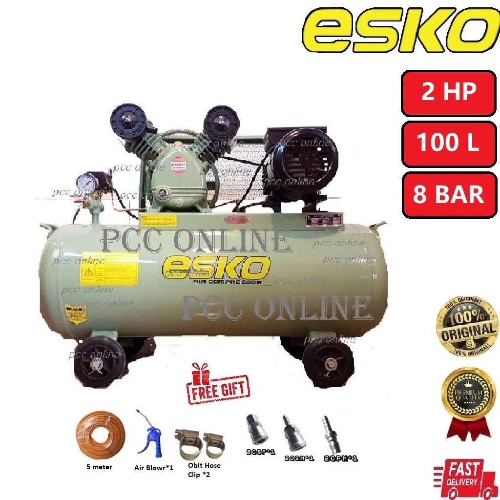 ESKO EK202 Air Compressor|Compressor Angin 2HP 100Liter 8 BAR | Shopee ...