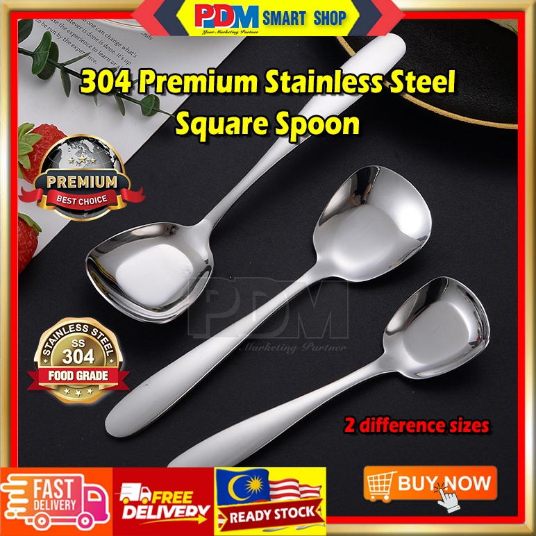 PDM Premium 304 Stainless Steel Square Head Spoon Flat Bottom Spoon ...