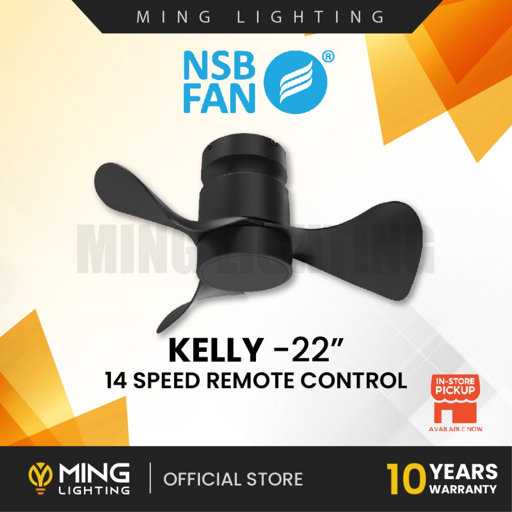 NSB Ceiling Fan KELLY 22 DC Motor 3 ABS Blade Remote Control 7+7 Speed ...