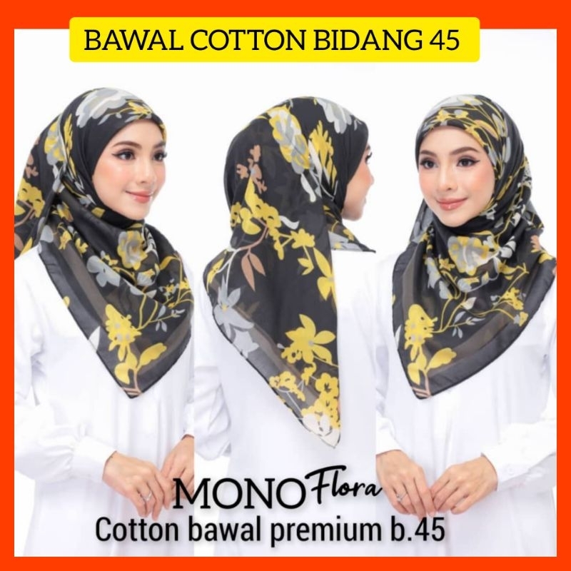 Tudung Bawal Printed Cotton Corak Bunga Bidang 45 | Shopee Malaysia