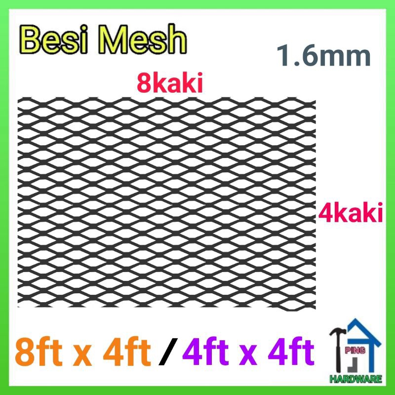 Expanded Metal Diamond Mesh 8FT x 4FT(JARING BESI/BESI MESH) 1.6mm ...