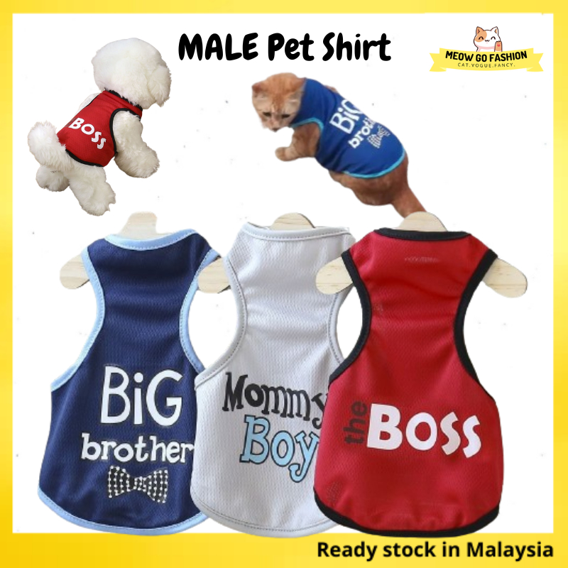 New! Baju Kucing Pet Shirt Singlet Vest Summer Male Boss Brother Mommy ...