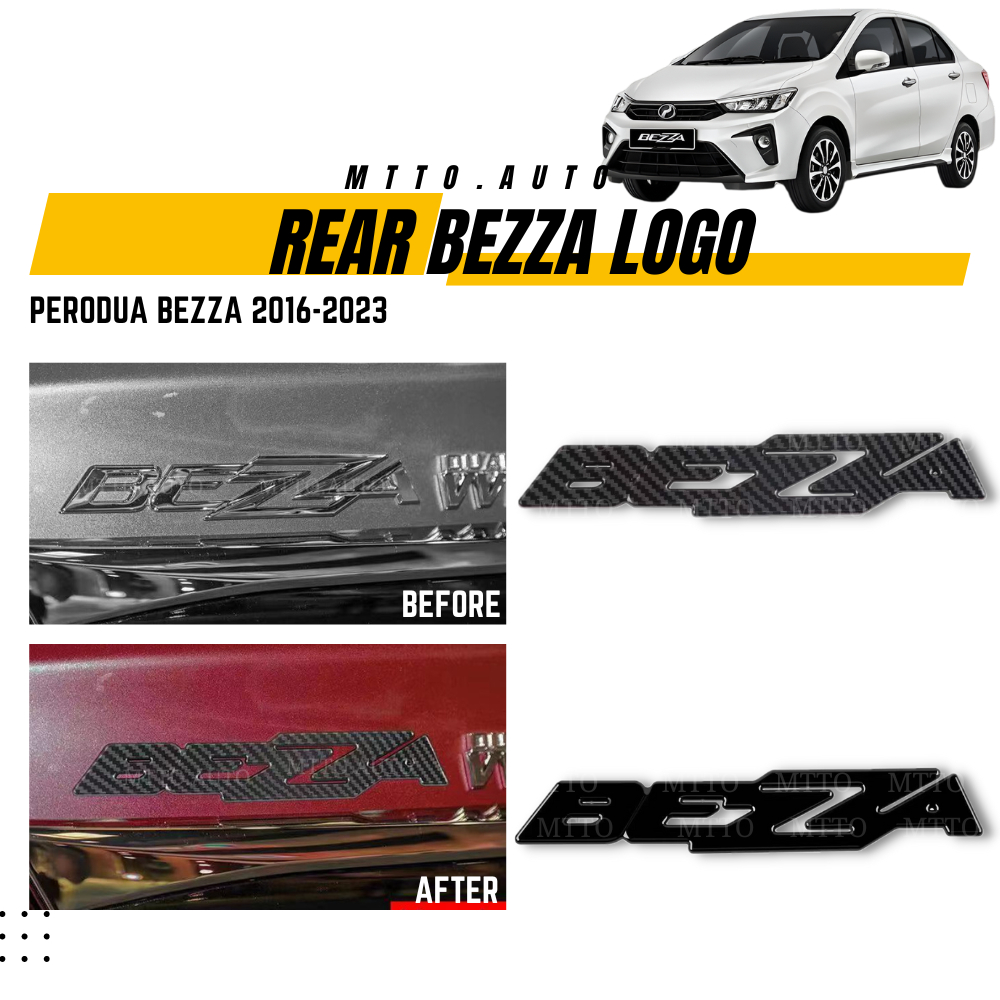 MTTO Perodua Bezza 2016-2023 Exterior Car Emblem Rear Bezza Logo Cover ...