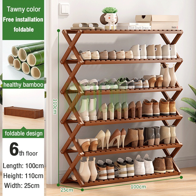 🔥Hot Sales Bamboo Shoe Rack Rak Kasut Kayu 3/4/5/6 Layers Rak Kasut ...