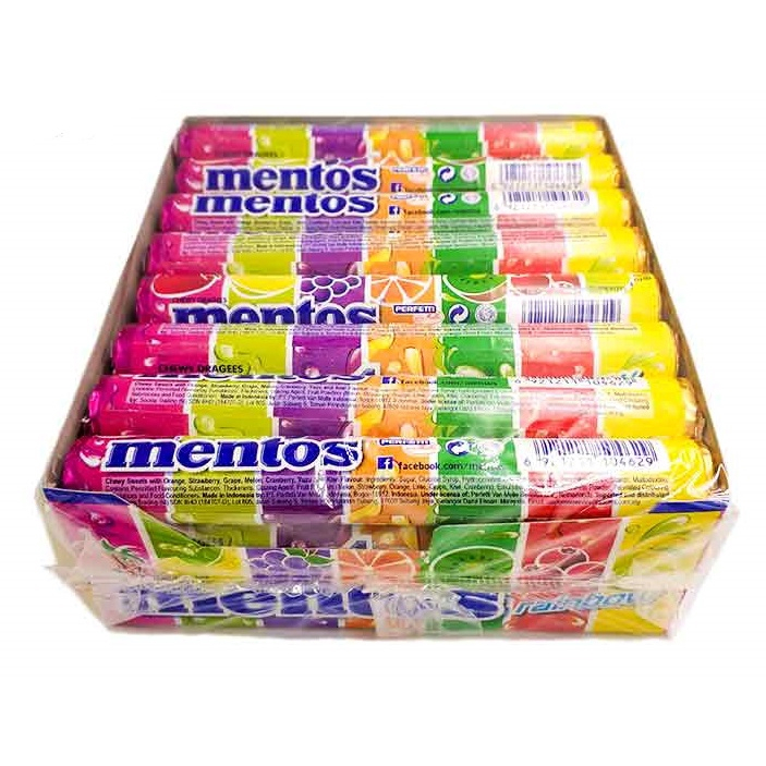 Mentos Roll 24 Rolls X 37g (1 Box) Mint/Rainbow/Mix Fruit/Grape/Sour ...