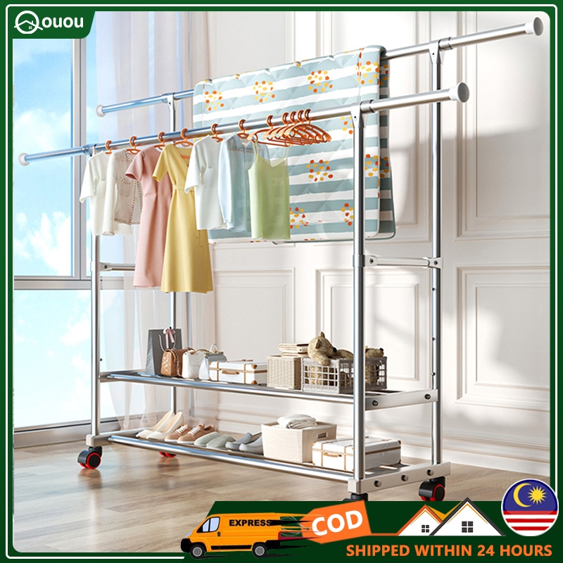 Oo ampaian baju Stainless Steel Clothes Hanger Rack Stand/Indoor ...