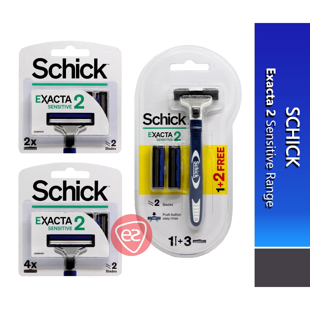 SCHICK EXACTA 2 SYSTEM SENSITIVE ( KIT 1 RAZOR + 2 FREE CARTRIDGES ...