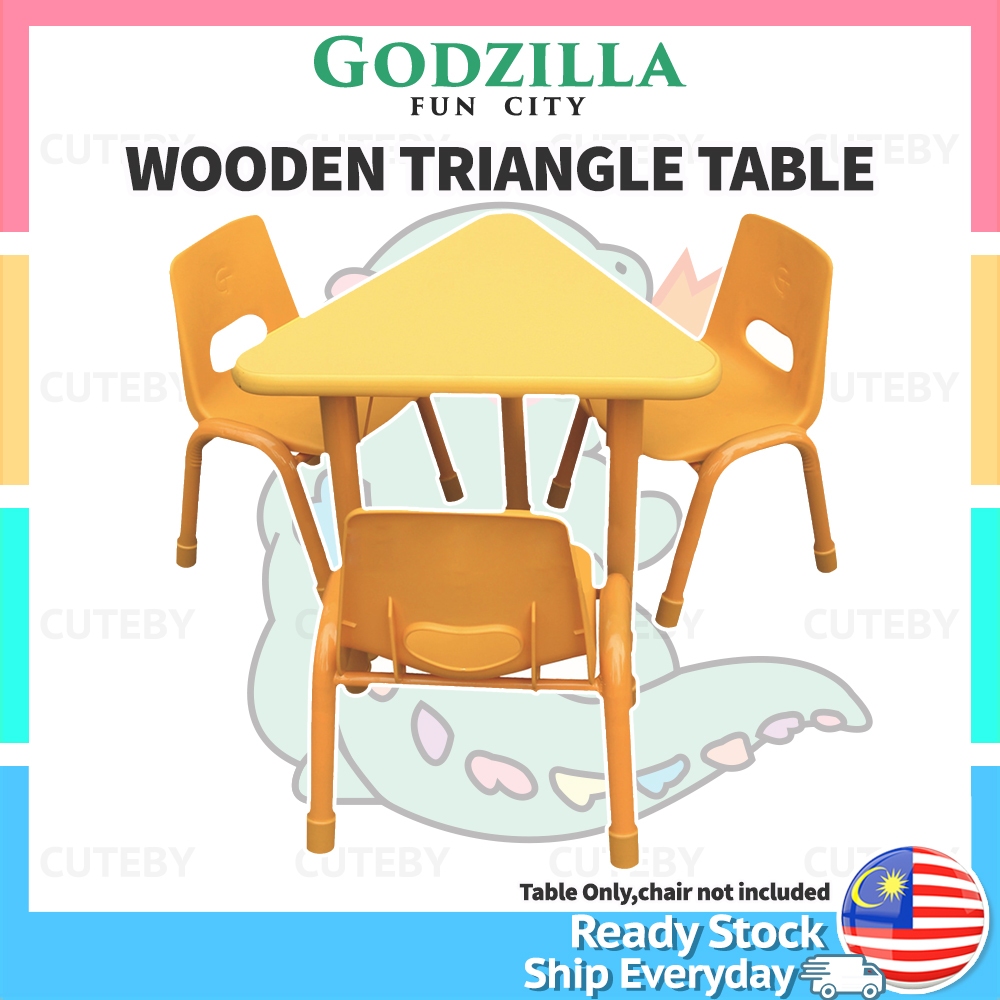 kindergarten 60x60cm WOODEN TRIANGLE TABLE kids study table desk meja ...