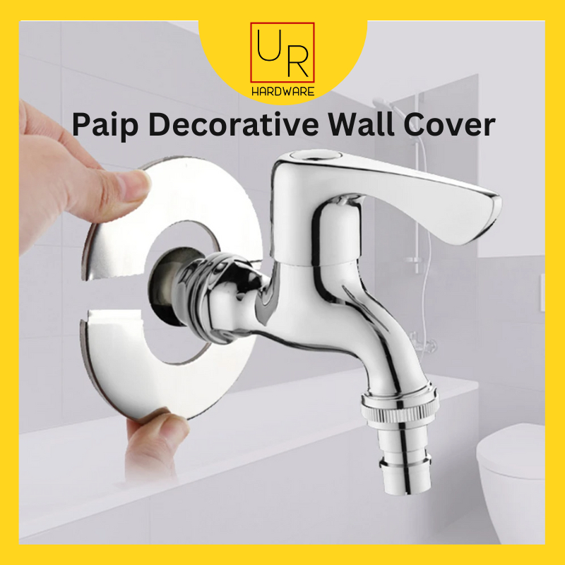 Bathroom Wall Faucet Hole Cover Stainless Steel Water Pipe Wall Covers Self-Adhesive Shower ...
