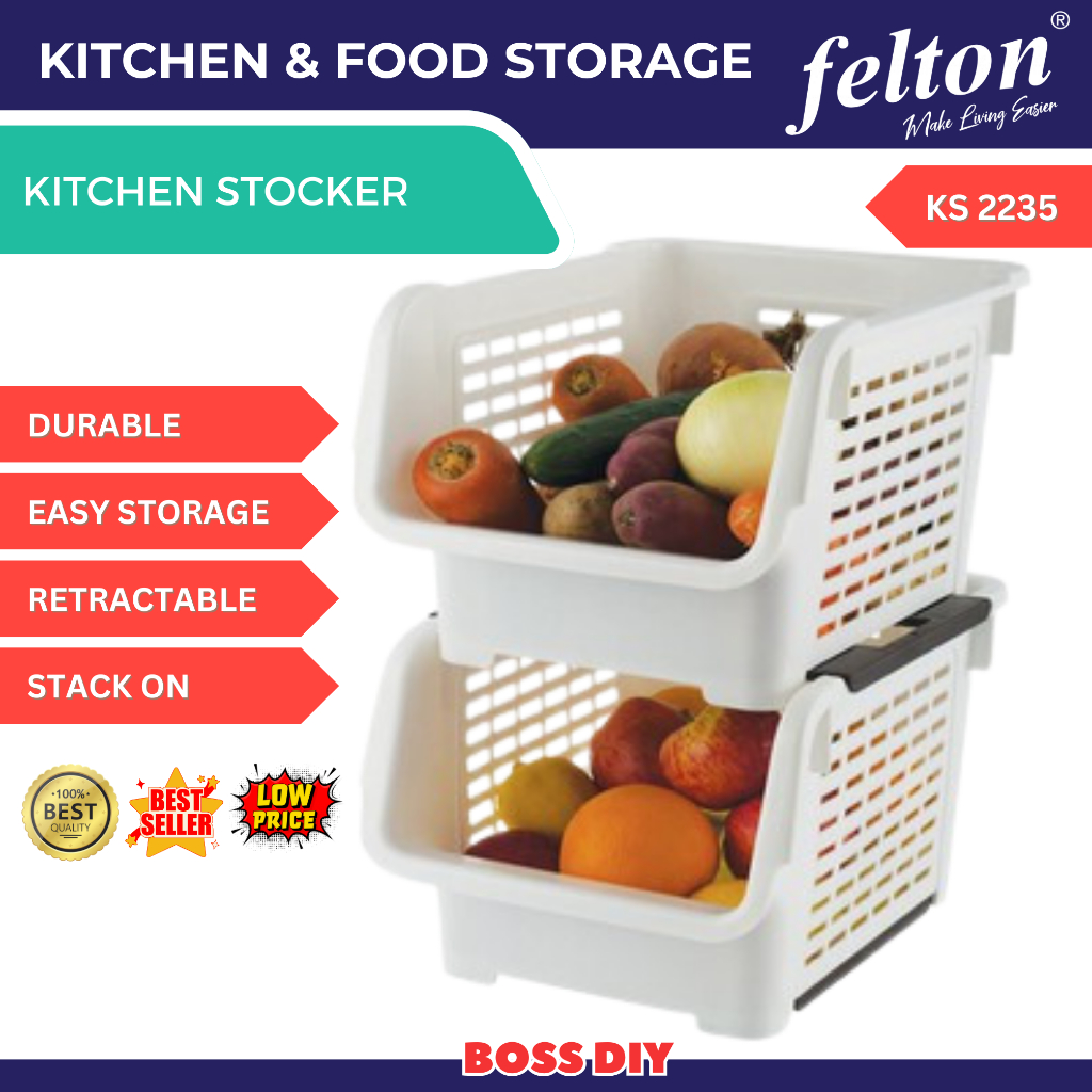 FELTON Stocker Kitchen Storage Stackable Storage Rack KS2235- RANDOM ...