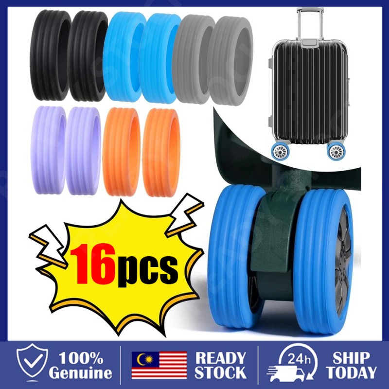 【🇲🇾 24h】16PCS/Set Silicone Luggage Wheel Cover Suitcase Wheel ...