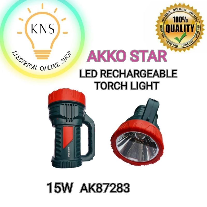 AKKO STAR AK 87283 15W LED RECHARGEABLE TORCH LIGHT EMERGENCY ...