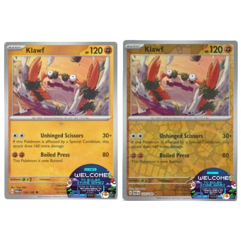 Klawf 105/182 NA / Reverse Holo Paradox Rift PAR SV04 Pokémon TCG Card ...