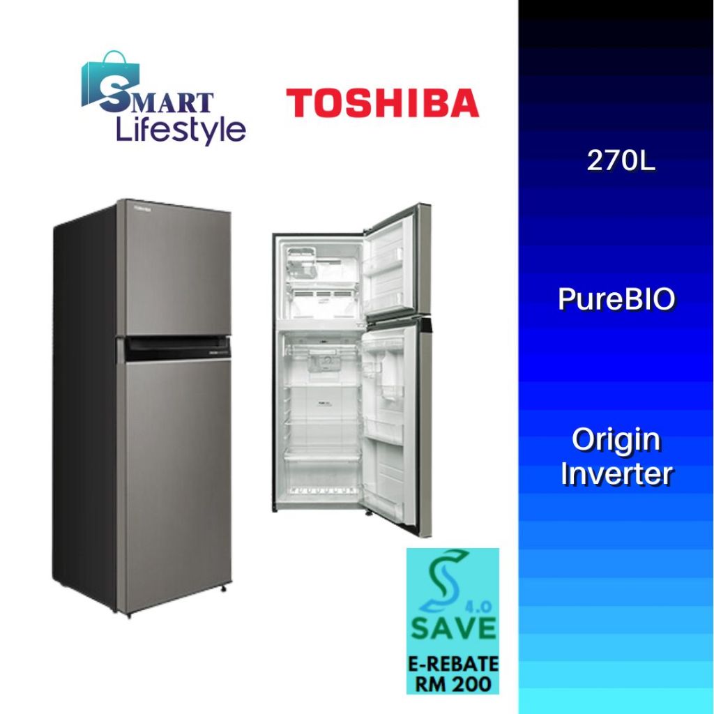Toshiba Fridge 2 Doors Inverter (270L) GR-RT300WE-PMY(DS) | Shopee Malaysia