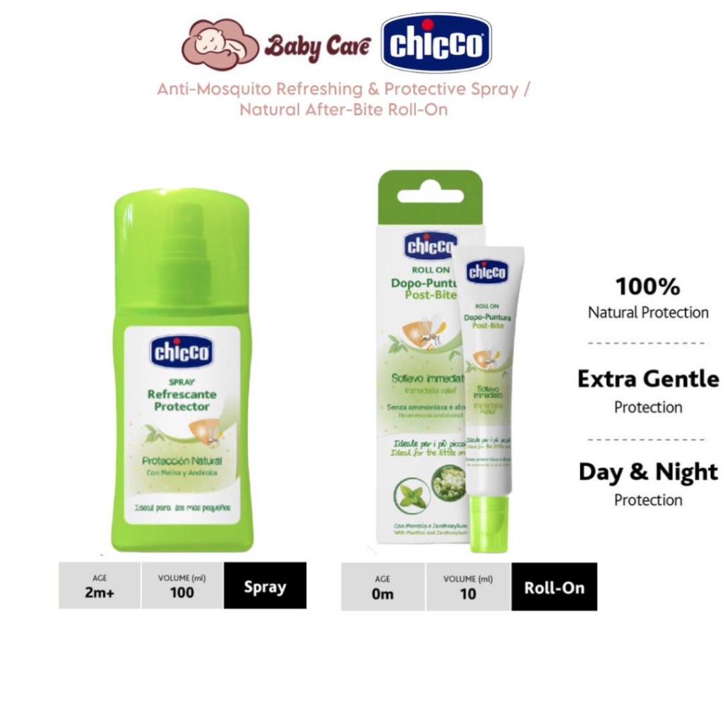 Chicco Anti-Mosquito Refreshing & Protective Spray (100ml) & Natural ...