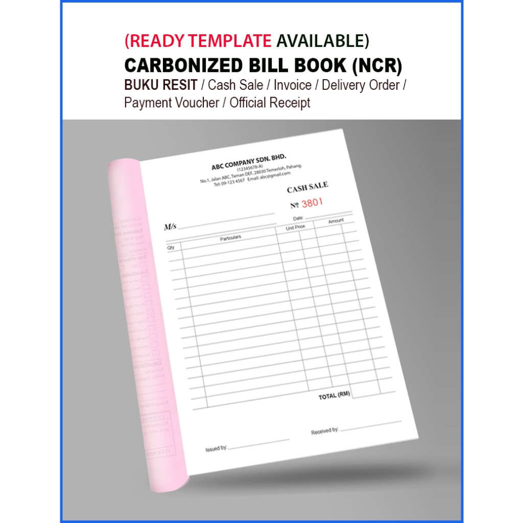 (READY TEMPLATE) Carbonized Bill Book (NCR) - Buku Resit/Cash Sale ...