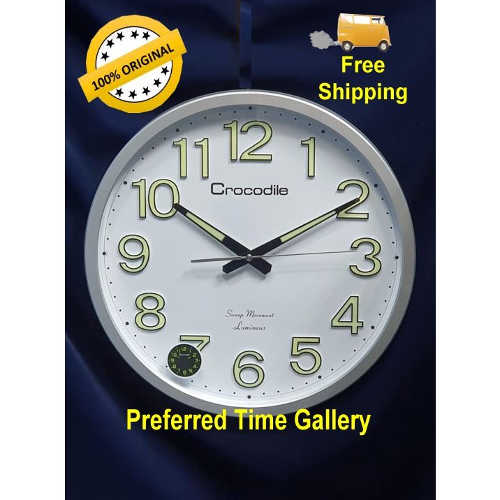 (Clock) 100% ORIGINAL Crocodile Wall Clock CWL8807FLKST Luminious ...