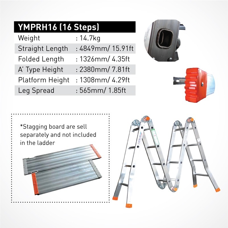 Everlas Multipurpose Ladder - 8/10/12/14/16 Steps Multipurpose Ladder ...