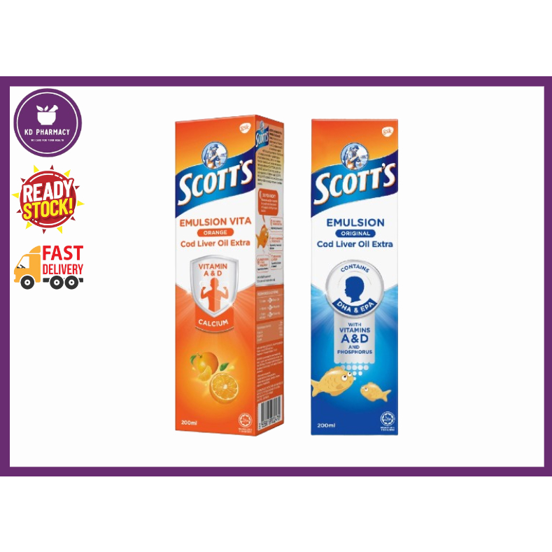 SCOTT'S Emulsion Cod Liver Oil Extra (Original/Orange Flavour) (Anti ...