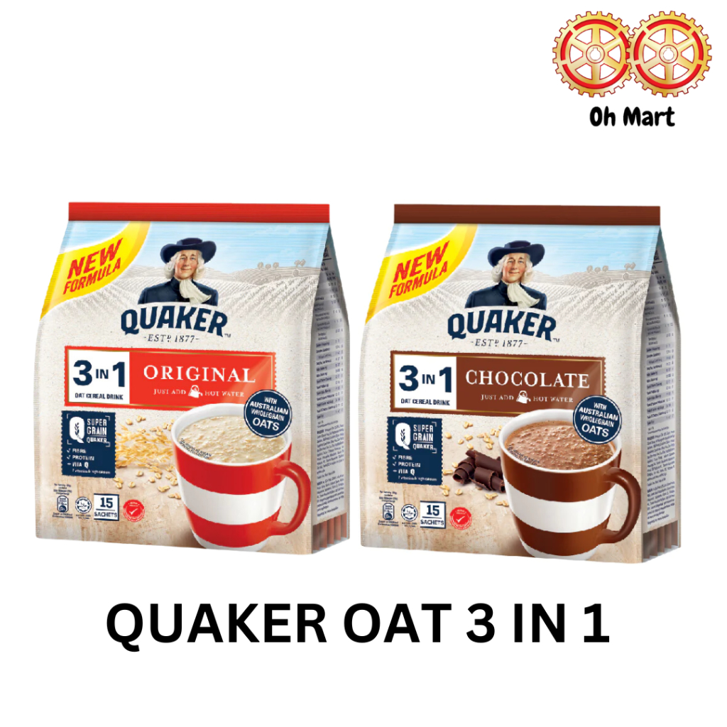 Quaker 3 in 1 Oat Cereal Drink Chocolate/ Original -28g x 15 sachets ...