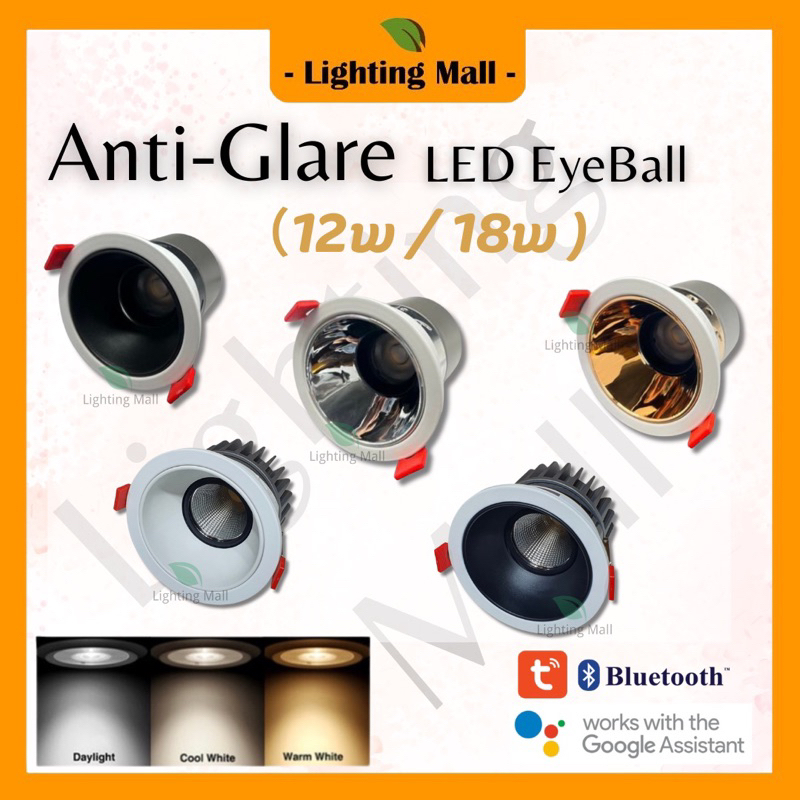 Recessed Spotlight LED Eyeball COB Downlight 12W 3000K/4000K/6500K Anti ...