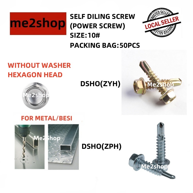 (BAG) DSHO SELF DRILLING SCREW HEXAGON HEAD WITHOUT WASHER / POWER ...