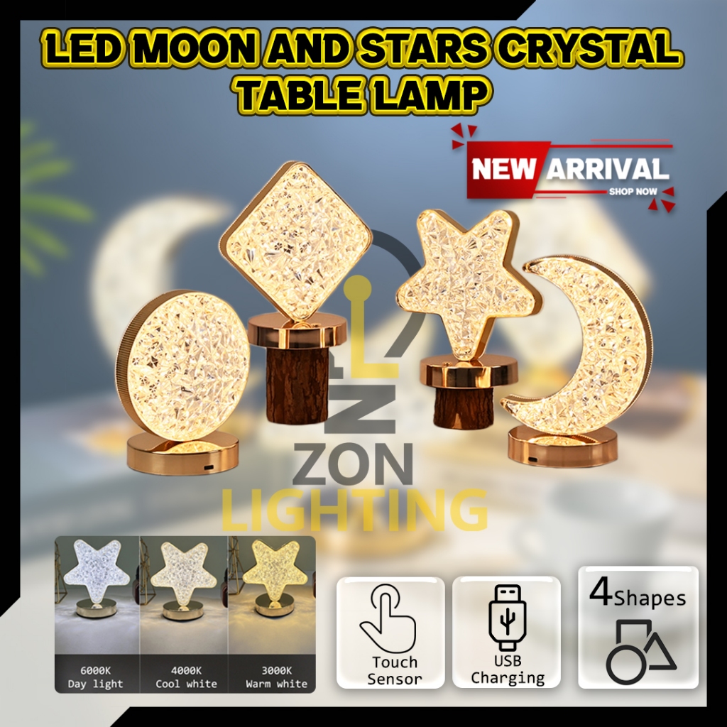 Wireless Crystal Table Lamp Lampu Viral Meja Lampu Tidur LED Lampu ...