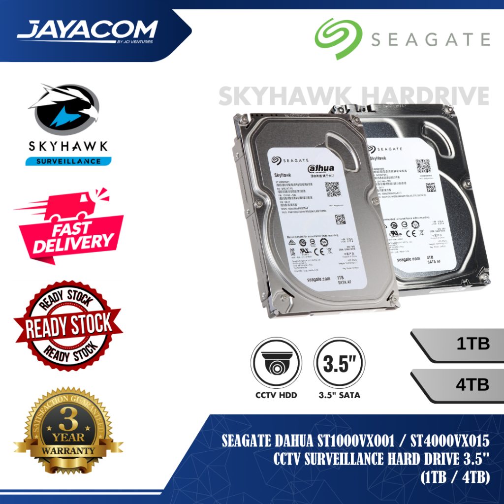 Seagate Dahua ST1000VX012 / ST4000VX015 CCTV Surveillance Sata Hard ...