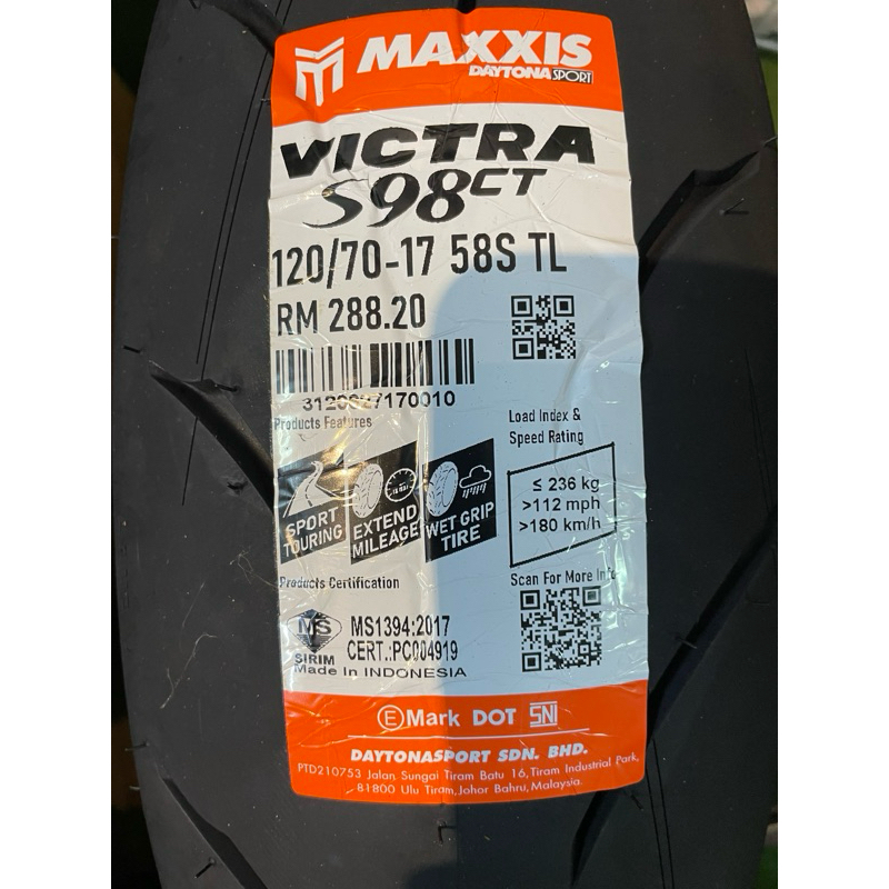 Maxxis Victra 120/70-17 tyre touring Tahun tayar 2023 /2024 | Shopee Malaysia