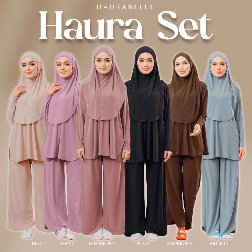 [HAURABELLE] HAURA SET IRONLESS (tudung attach dengan baju) | Shopee ...