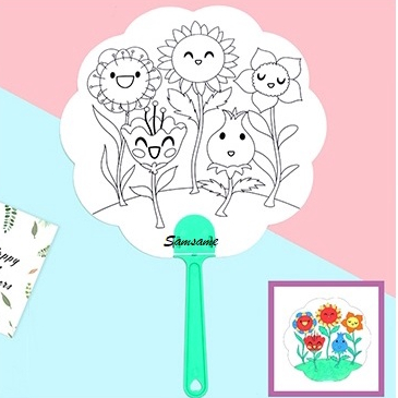 Kids DIY Own Fan Coloring kipas Graffiti Paint Warna kanak colouring ...