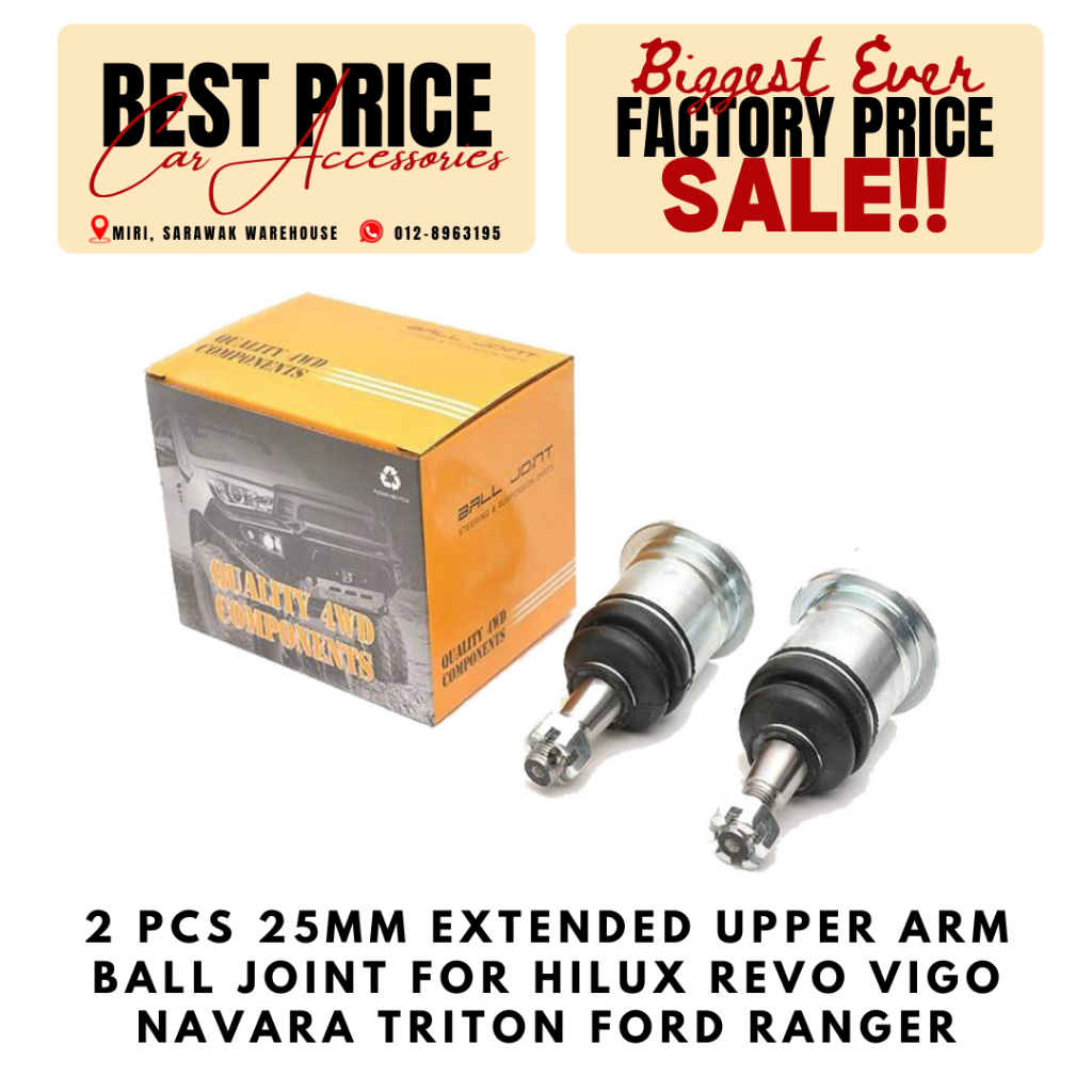 2 PCS 25MM Extended Upper Arm Ball Joint For Hilux Revo Vigo Navara ...