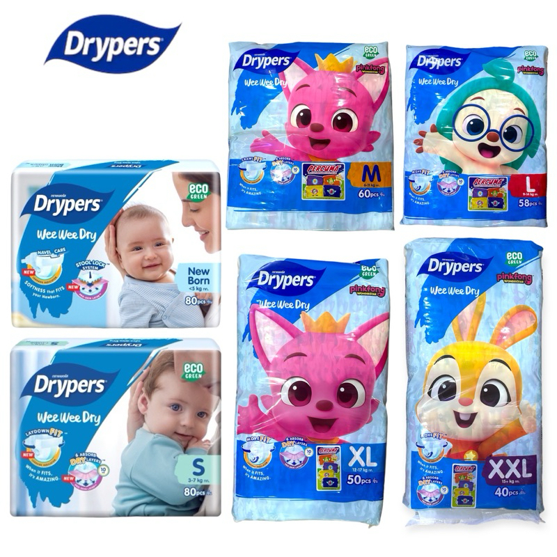 Drypers WWD Tape ECO Green NB60/NB80/S80/M60/L58/XL50/XXL40 | Shopee ...