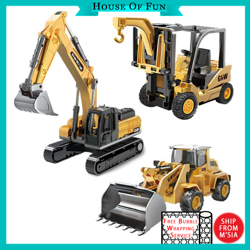 Toys Excavator Forklift Bulldozer Truck Die cast Movable Claw Loader ...