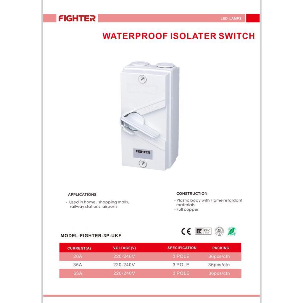 3H [20A/35A/63A] 3 Pole Outdoor Weatherproof Isolator (White) | Shopee Malaysia