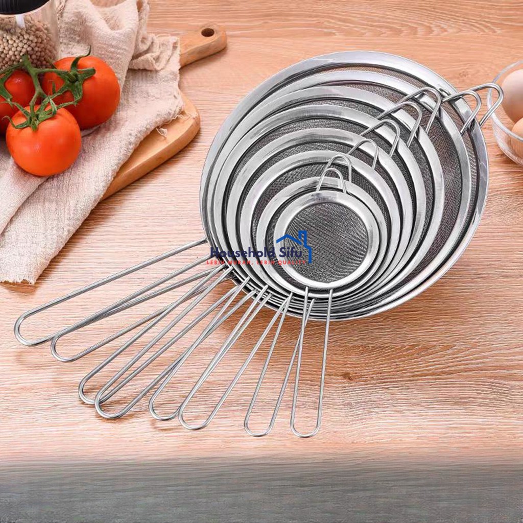 Mesh Flour Sifting Sieve with Handle / Penapis Tepung Stainless Steel ...