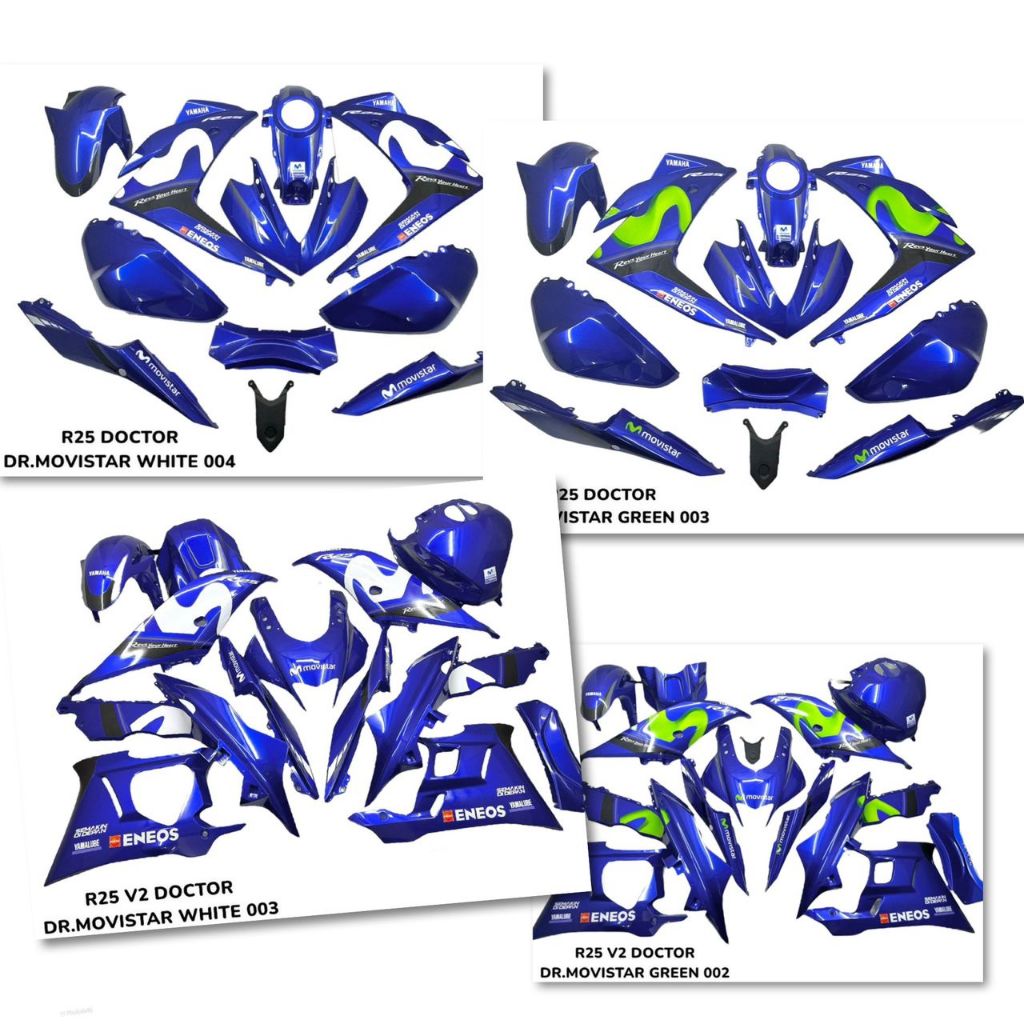 Yamaha YZF- R25 V1 V2 R25V1 R25V2 Cover Set Movistar White Green White ...