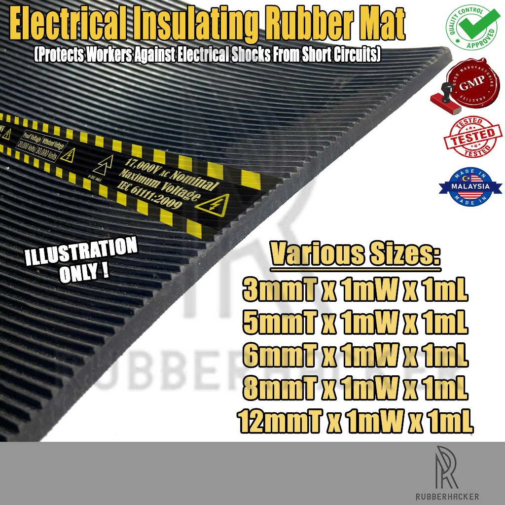 Electrical Insulating Class 0 - Class 4 Switchboard Rubber Mat 1m Width ...