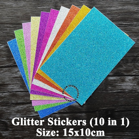 Glitter Paper Sticker 10's Mix Colour / Handicraft Corrugated Handmade ...