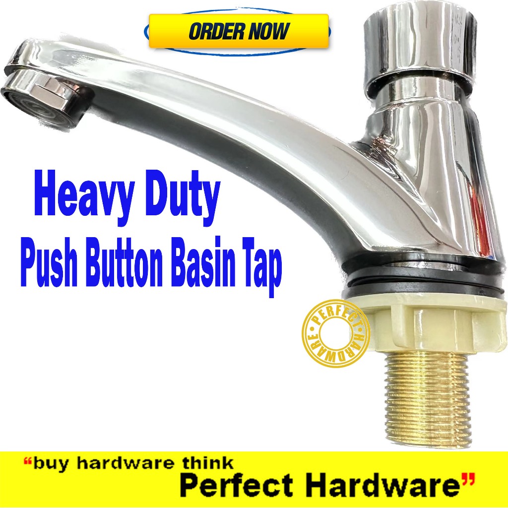 Push Tap Faucet Auto Self Closing Water Saving Tap Bathroom Basin Cold ...