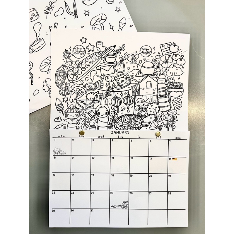 Colouring Doodle Wall Calendar Malaysian Themed 2024 | Shopee Malaysia