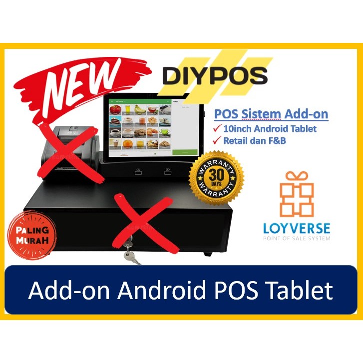 (Add-On T10) DIYPOS Loyverse Mesin Cashier Murah 10inch Android Tablet ...