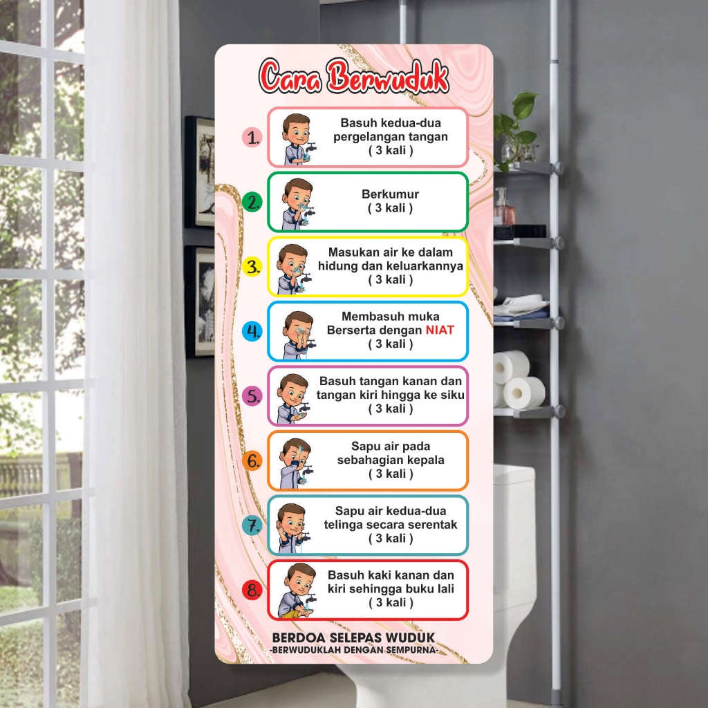 Sticker Panduan Berwuduk untuk Anak, Cara ambil wuduk Plastik | Shopee ...