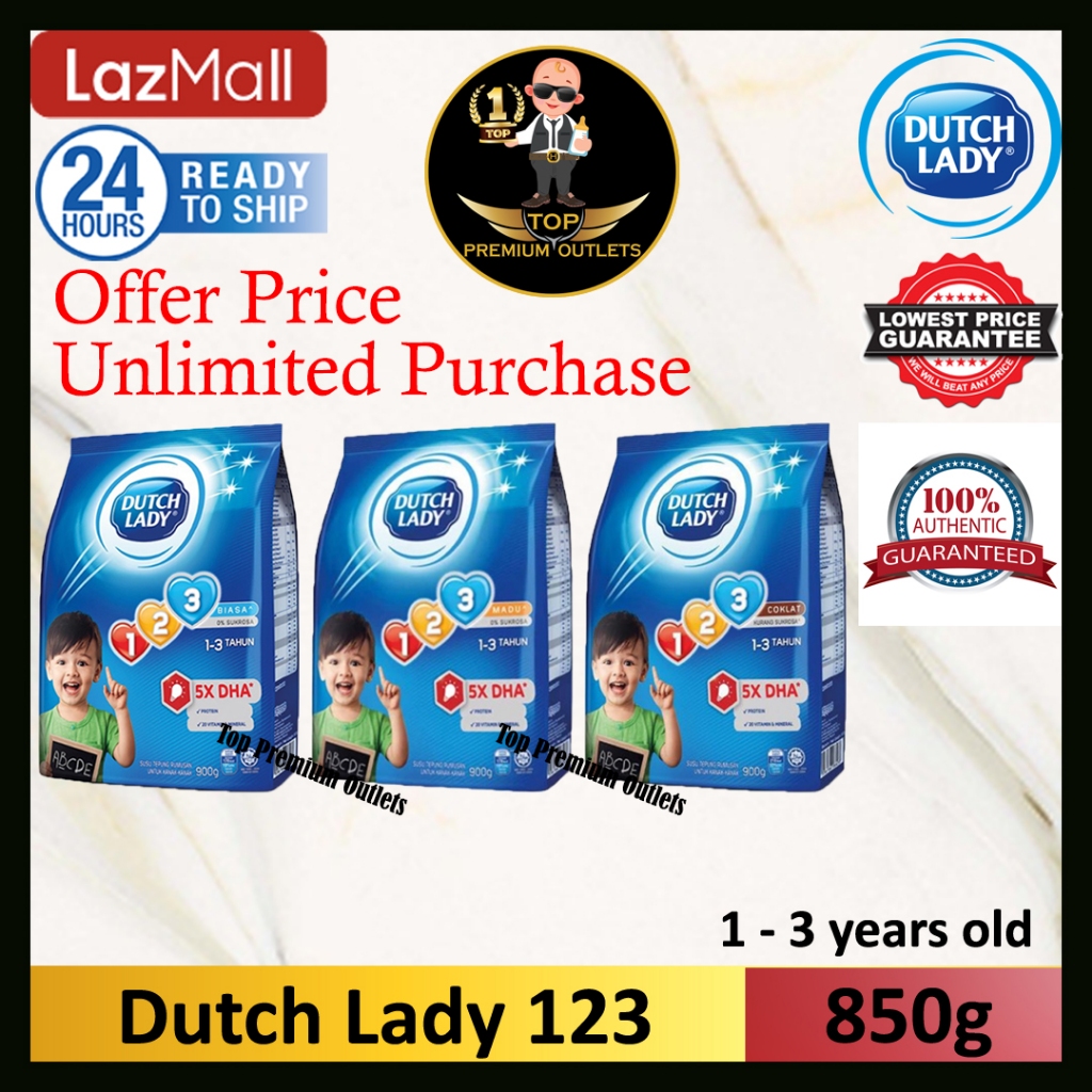 Dutch Lady 123 (Biasa / Madu / Coklat) (850g) Exp: 01/2026 (Plain ...