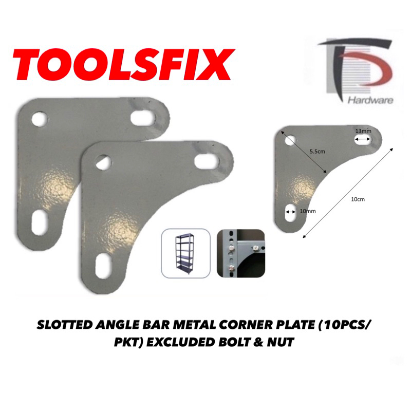 SLOTTED ANGLE BAR METAL CORNER PLATE (10PCS/PKT) EXCLUDED BOLT & NUT ...