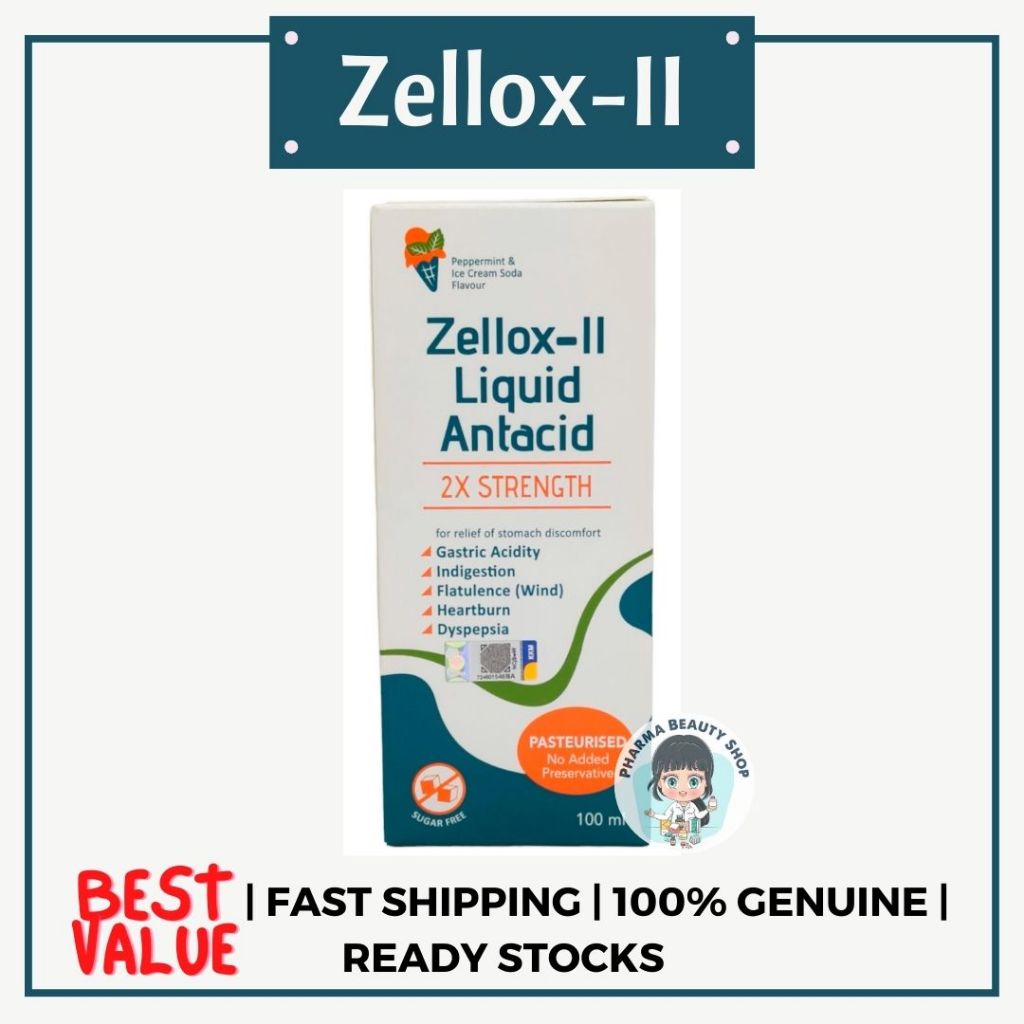 Zellox-II Double Strength Liquid Antacid 100ml (For Gastric Acidity/ Heartburn/ Indigestion ...