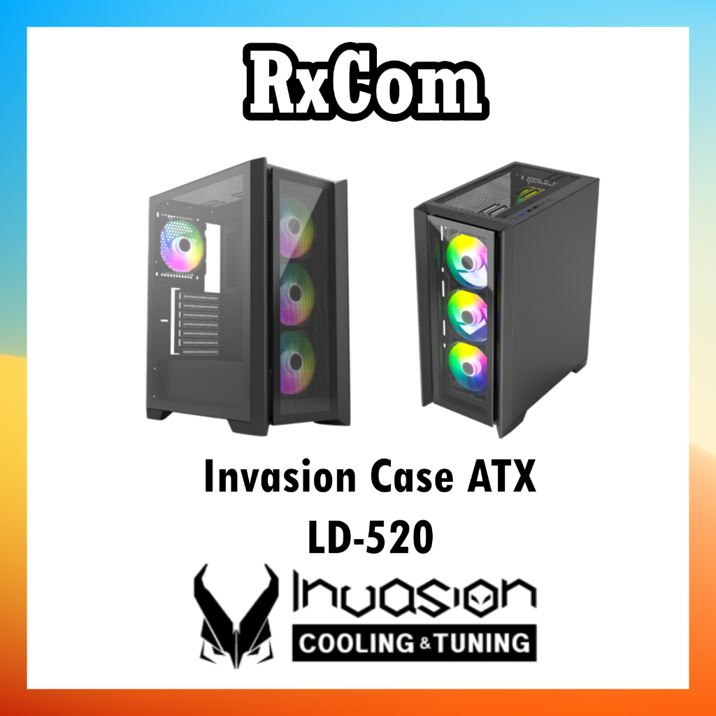 INVASION LD-520 ATX TEMPERED GLASS CASE WITH 6 ARGB FAN | Shopee Malaysia