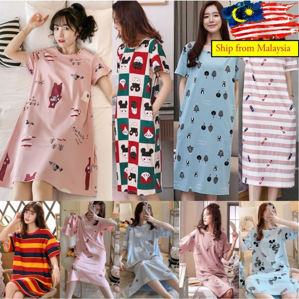 baju tidur wanita pyjamas women nightwear baju tidur plus size night ...