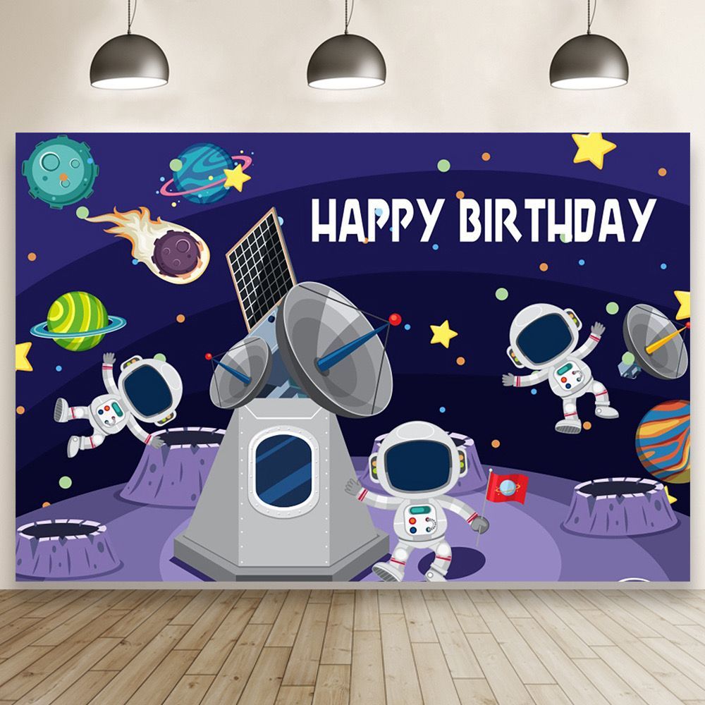 [Custom made Banner] Astronaut Space Theme Birthday Party Decoration ...